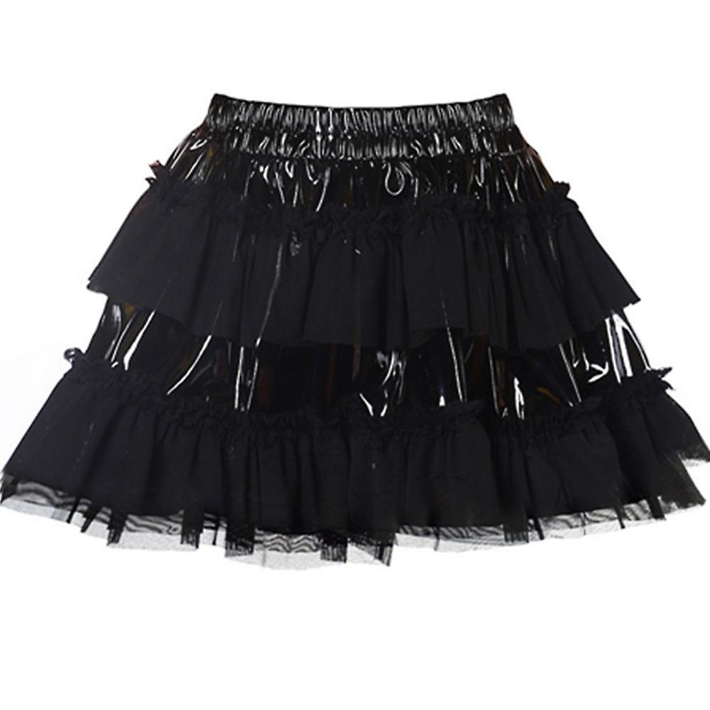S-xxl Neue Sexy PVC Patchwork Mesh Tutu Rock Vinyl Wet Look Korsett ...