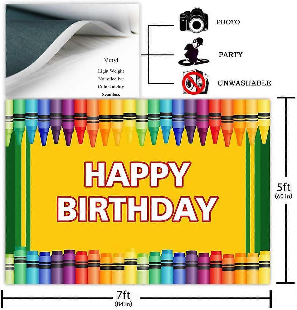 7x5ft Crayon Birthday Party Backdrop Coloring Crayon Birthday ...