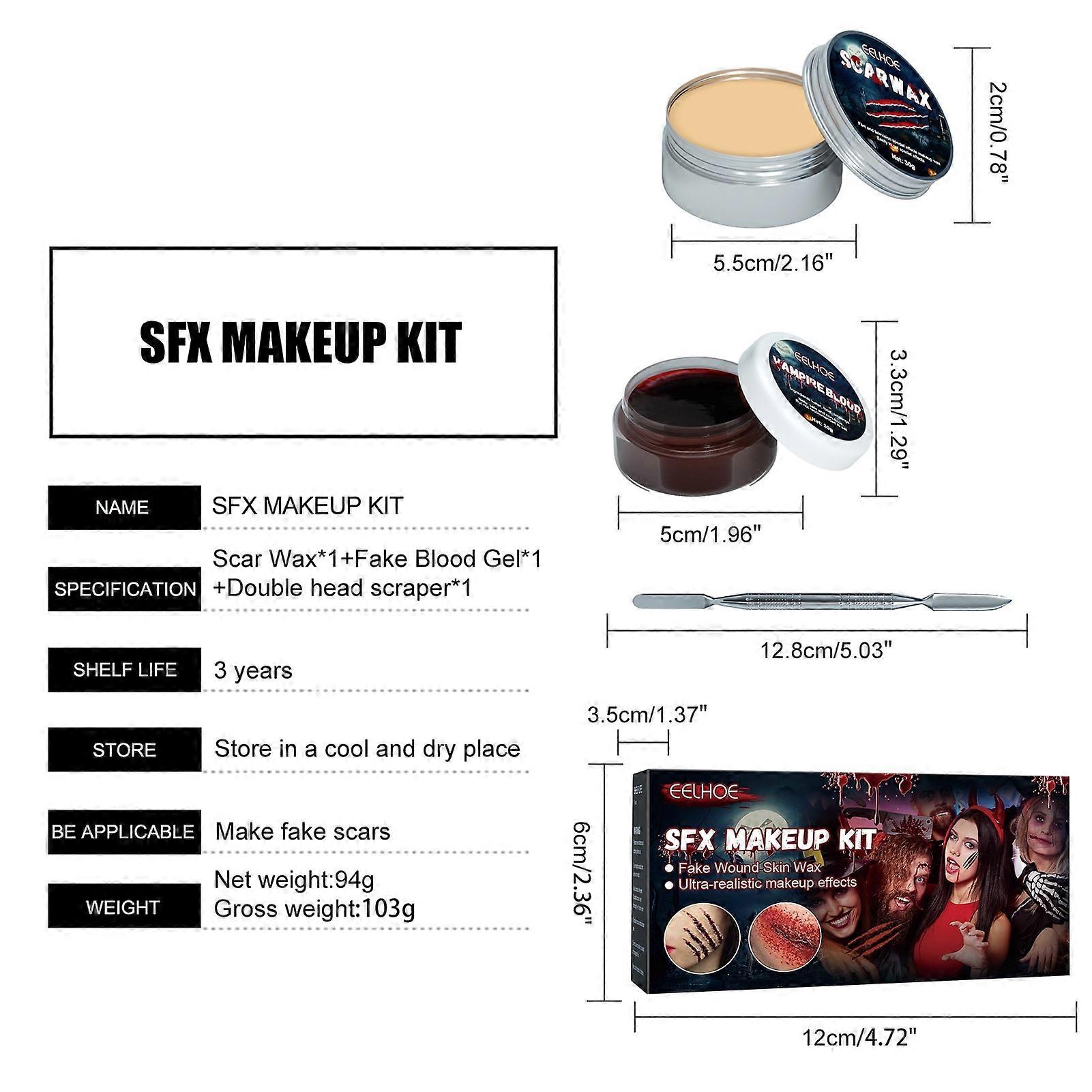 Scar Wax Kit Special Effect Makeup Kit Scar Wax Kit Fake Blood Gel With Double Head Scraper ...