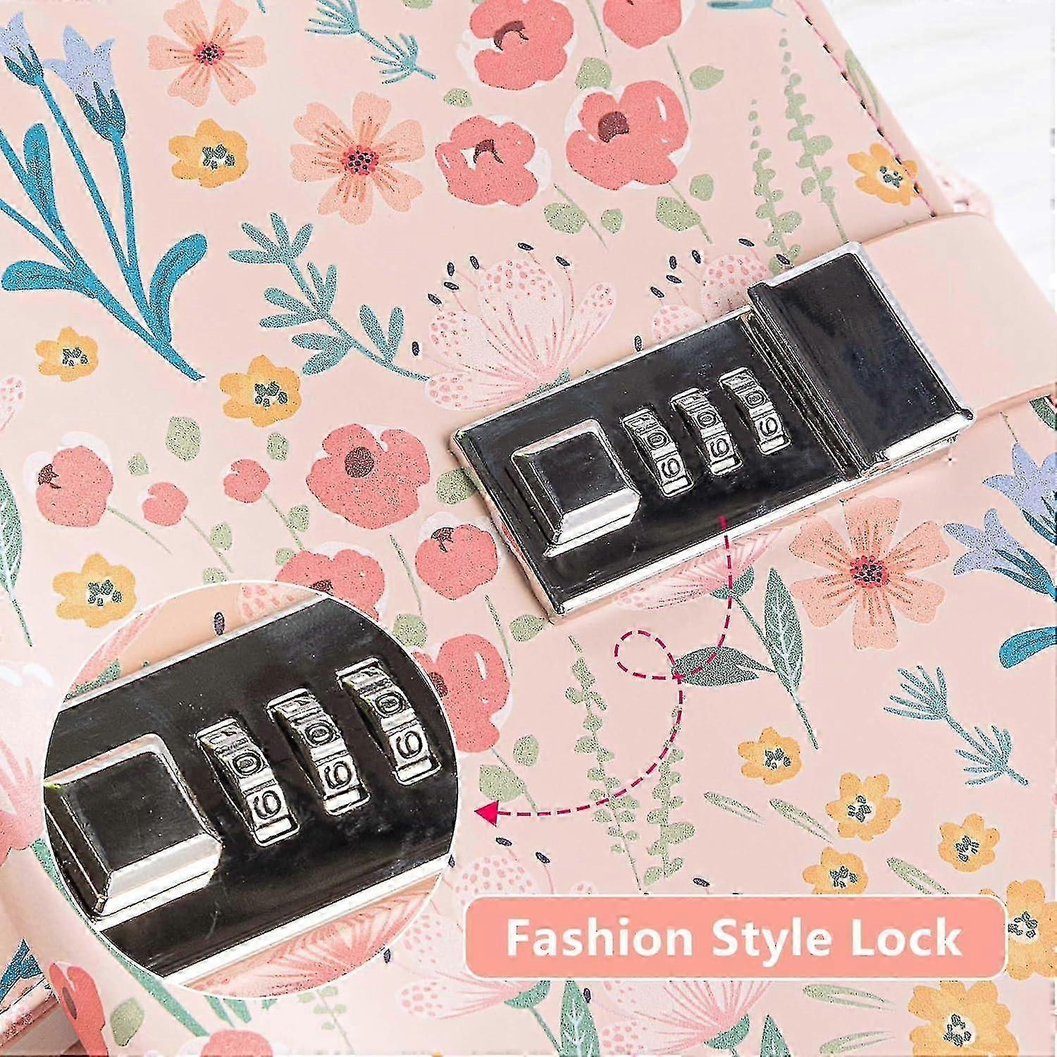Diary With Lock, Flower And Butterfly Journal, Refillable Pu Leather ...