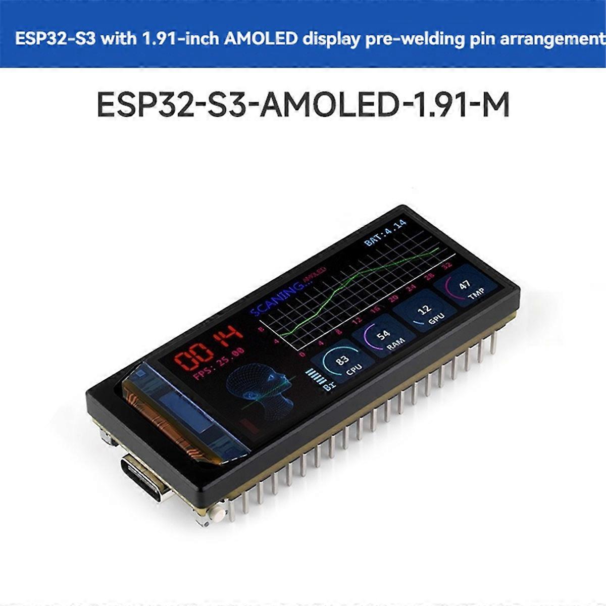 Esp32 S3 Amoled 1 91 Inch Display M Development Board Dual Core Supports 2 4ghz Wi Fi Bluetooth