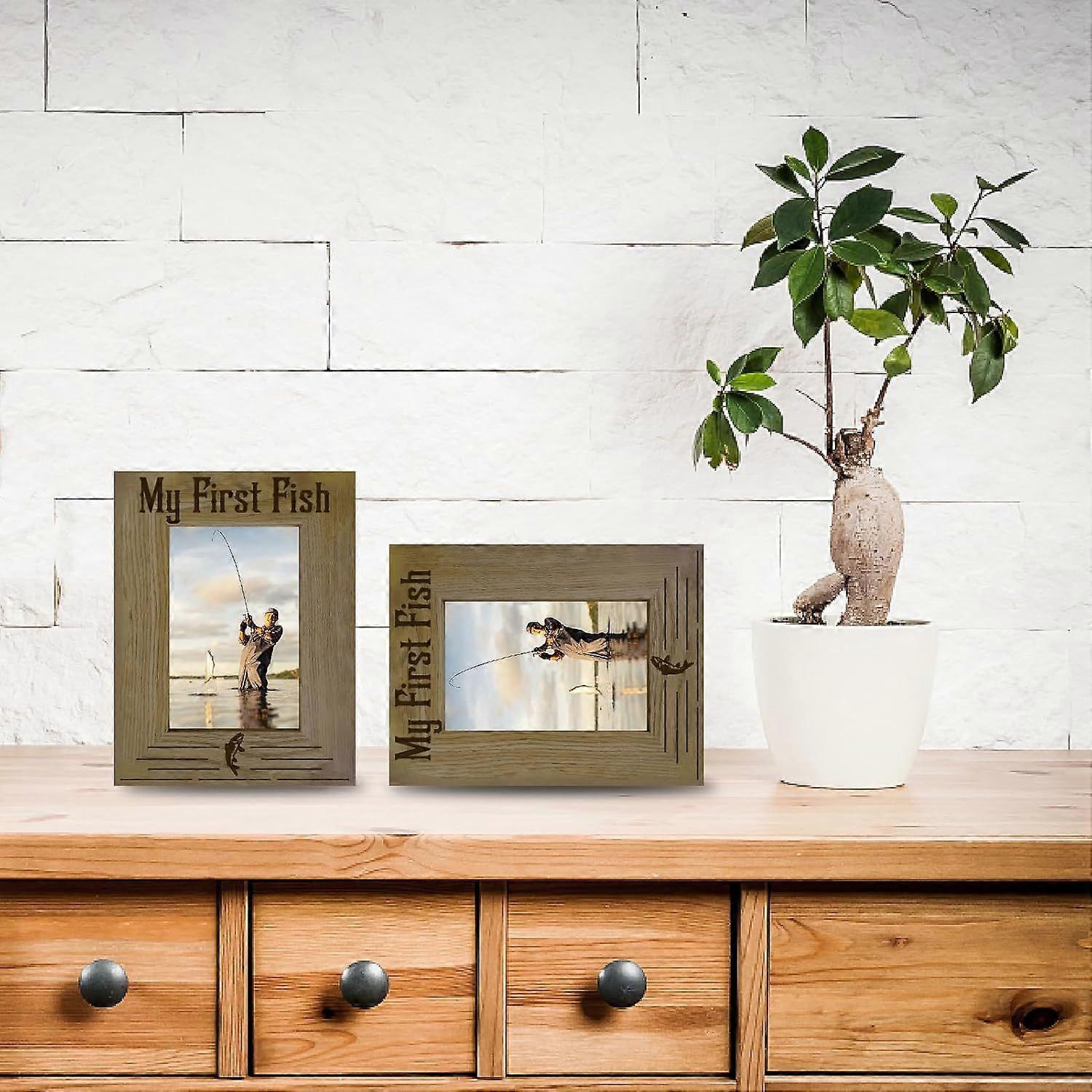 Fishing Photo Frame My First Fish Picture Frame Wood Engraved Picture ...