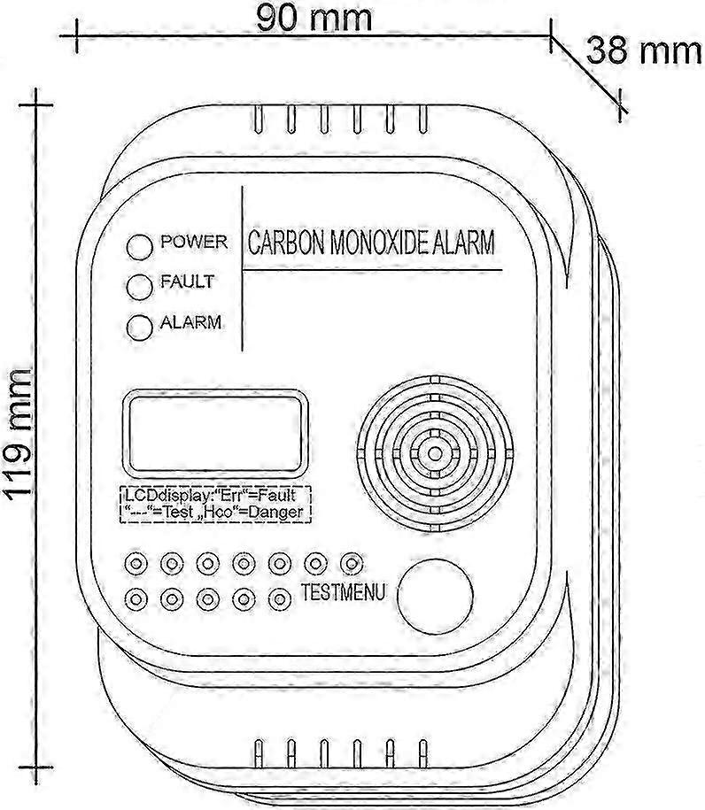 Carbon Monoxide Detector, Battery Powered, Gas Detector With Display ...