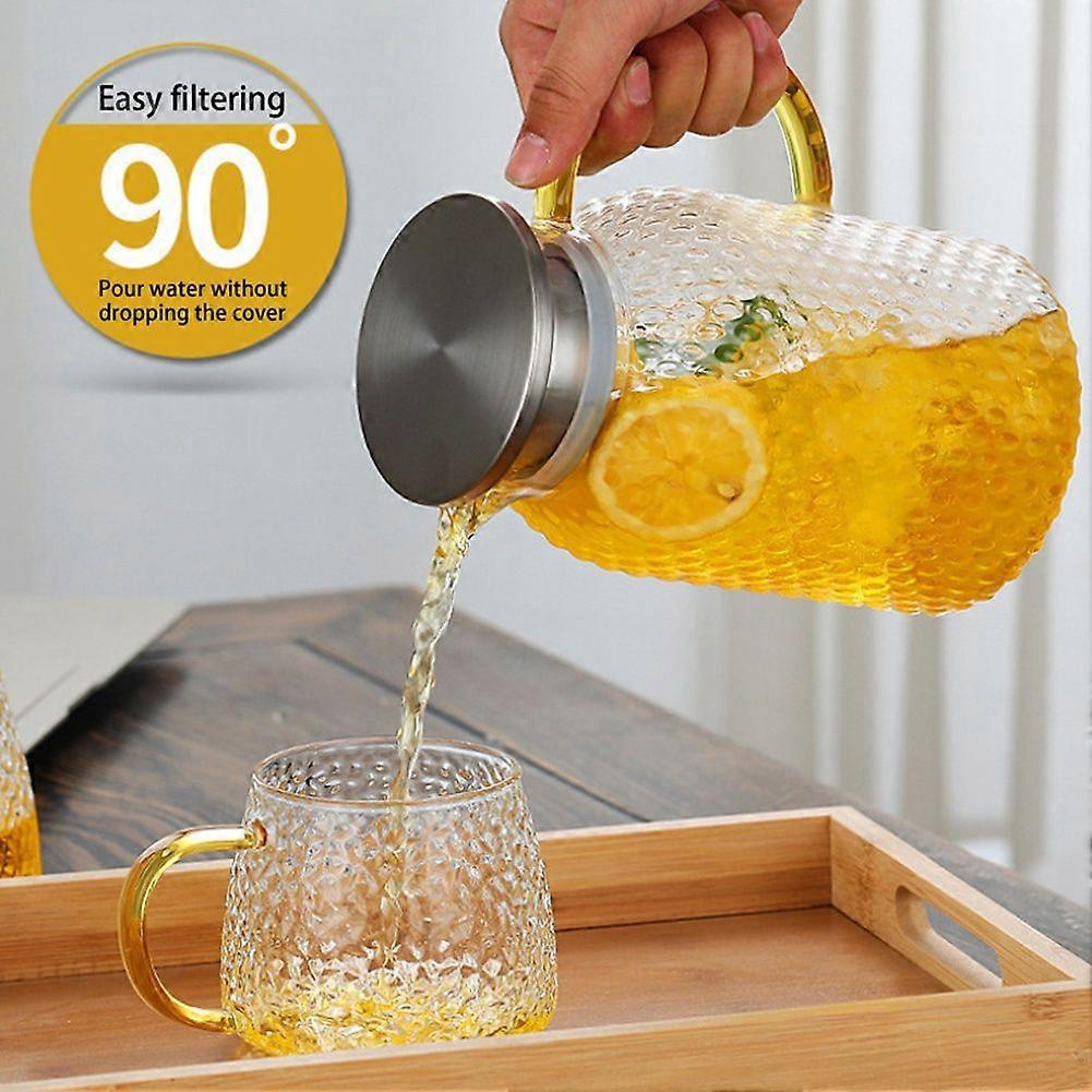 Water Jug, 1.9L Glass Jug, Water Jug for Fridge, Jug with Lid, Heat ...