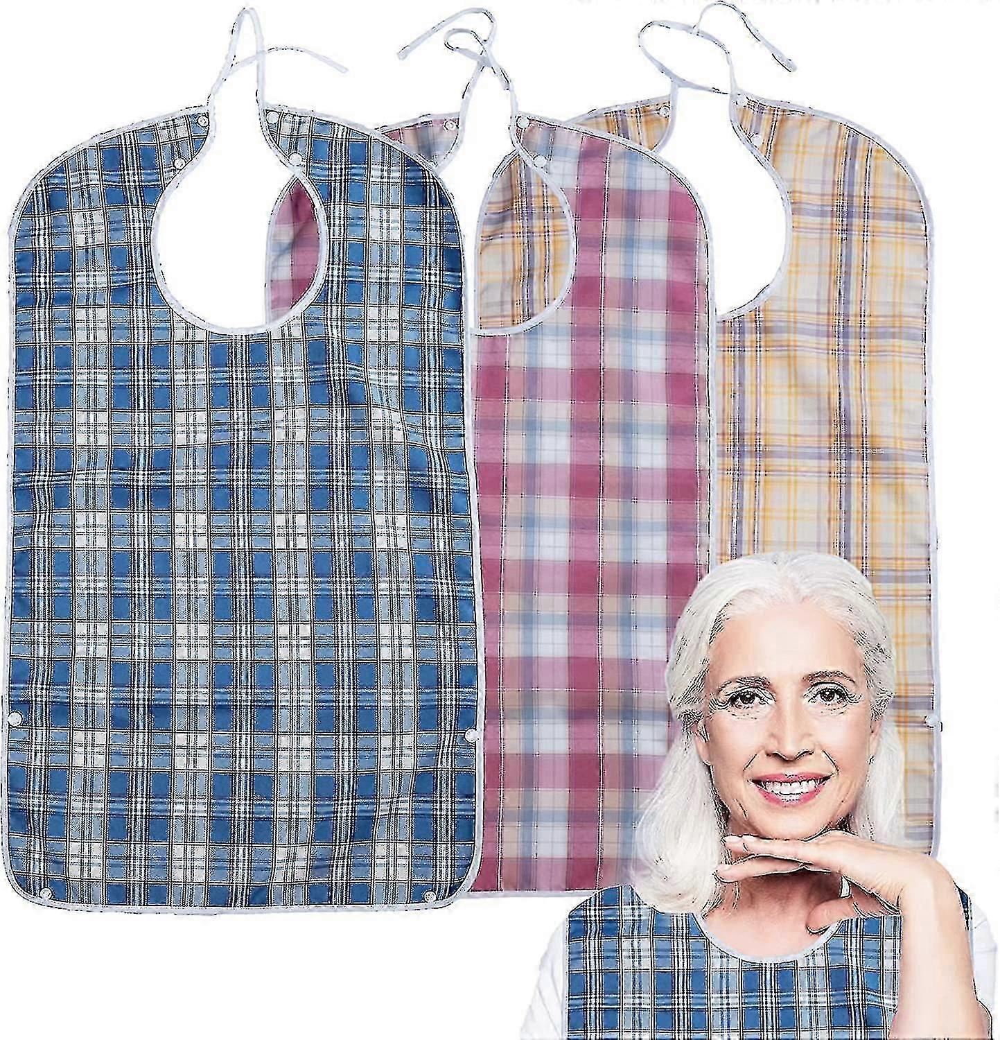 3pk Adult Bibs For Heilwiy Eating New Upgraded-adult Bibs With Crumb ...