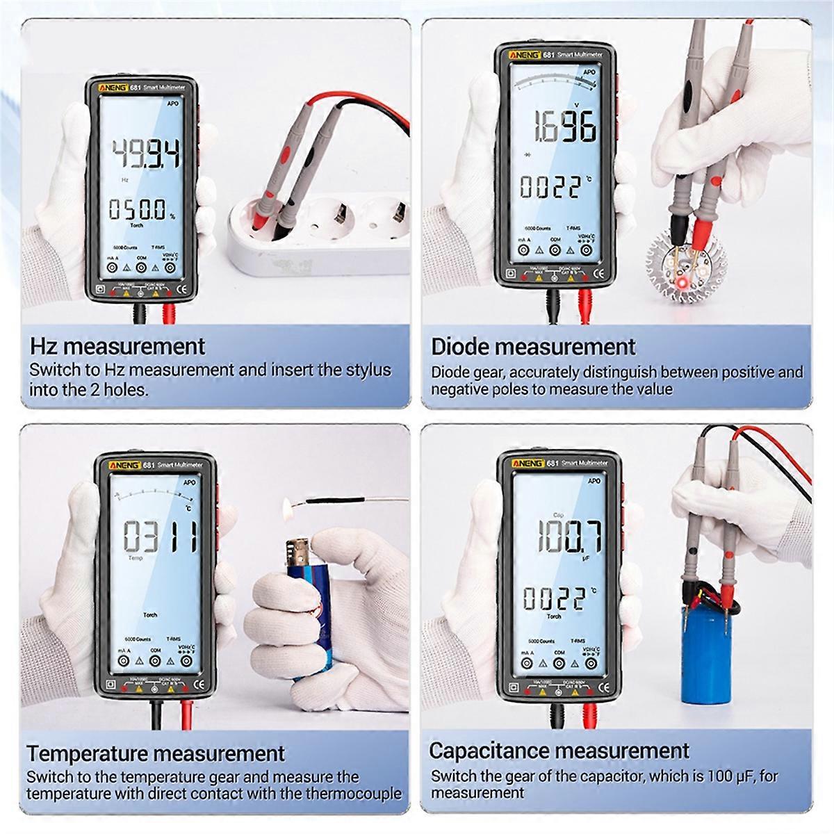 ANENG 681 Digital Multimeter Non-Contact Voltage Tester Black | Fruugo UK