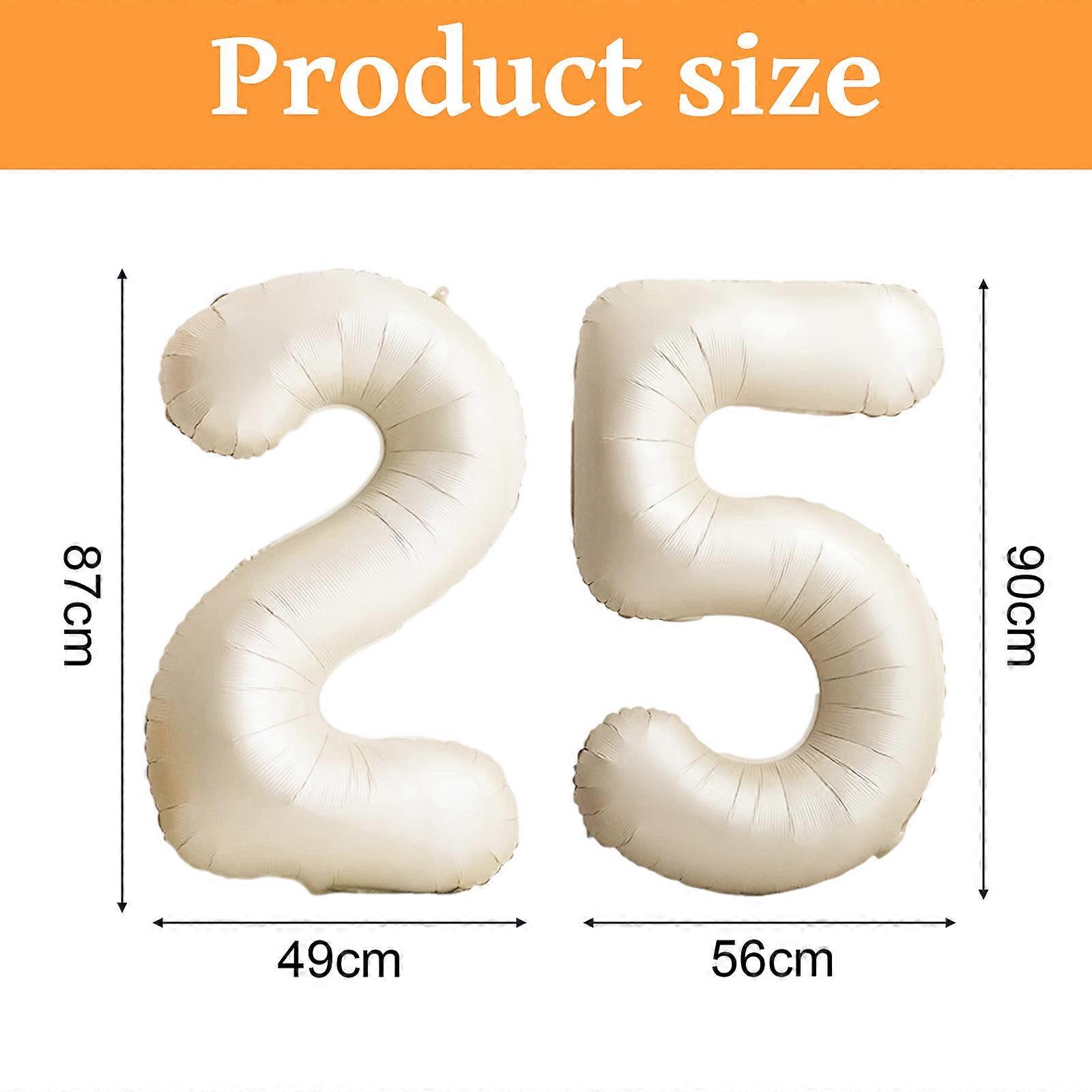 25th Birthday Balloons,Number 25 Balloon,Cream Number Balloon,40" Beige ...