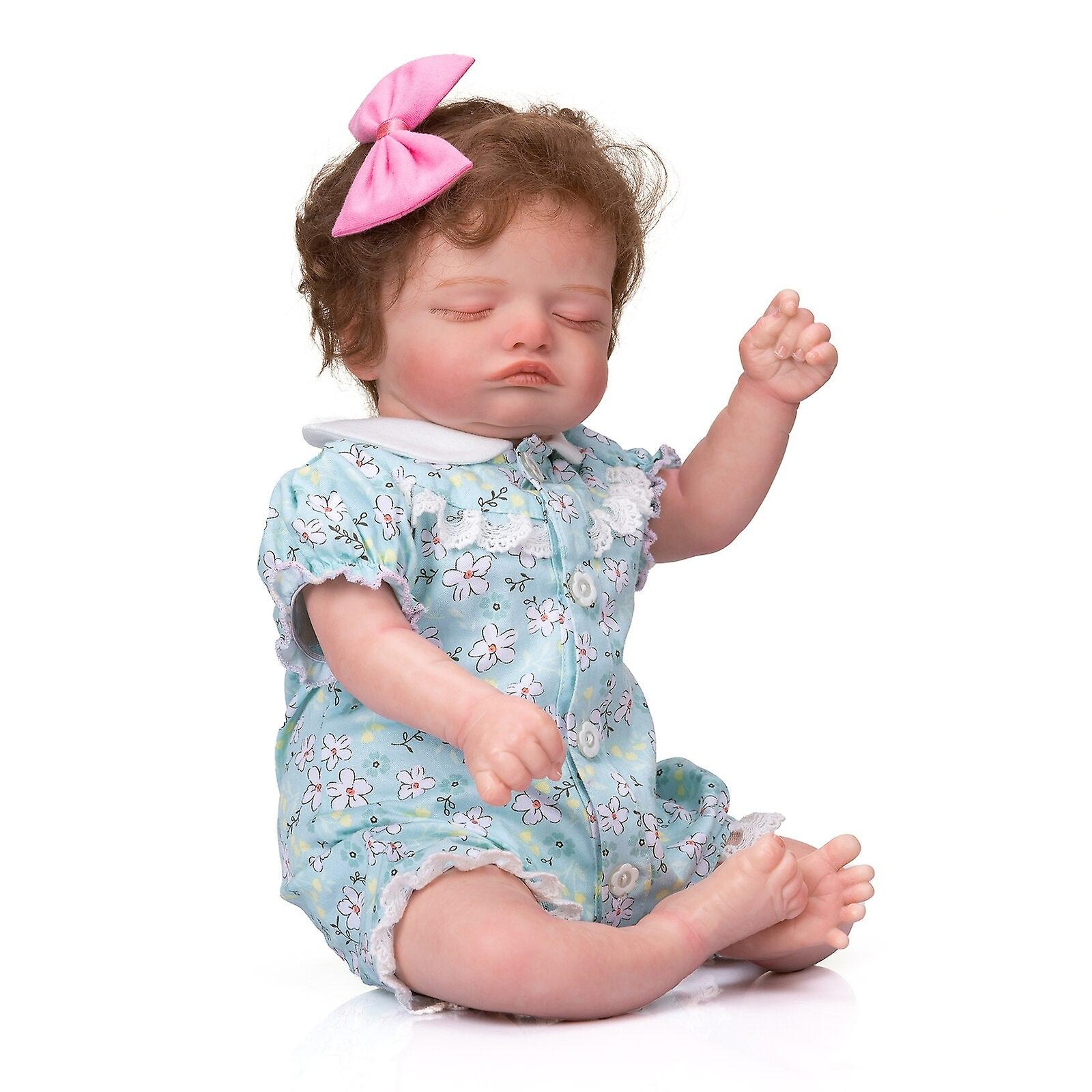 Rebirth doll 49cm bebe doll rooted eyelashes reborn baby sleeping girl ...