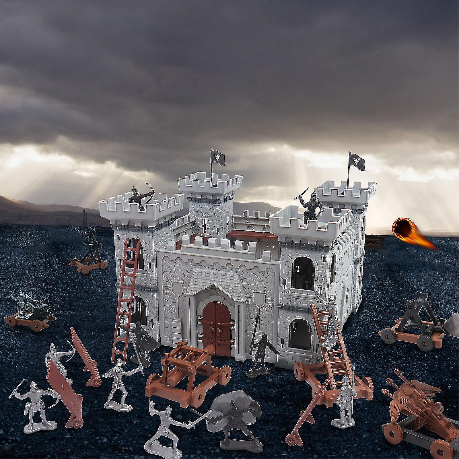 Diy Castle Building Medieval Times Military Fort Model Kit With Figures ...