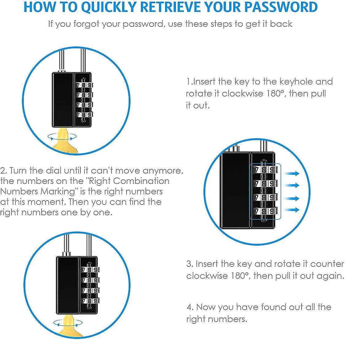 2 Pack Combination Padlock, 4 Digit Resettable Security Padlock With ...