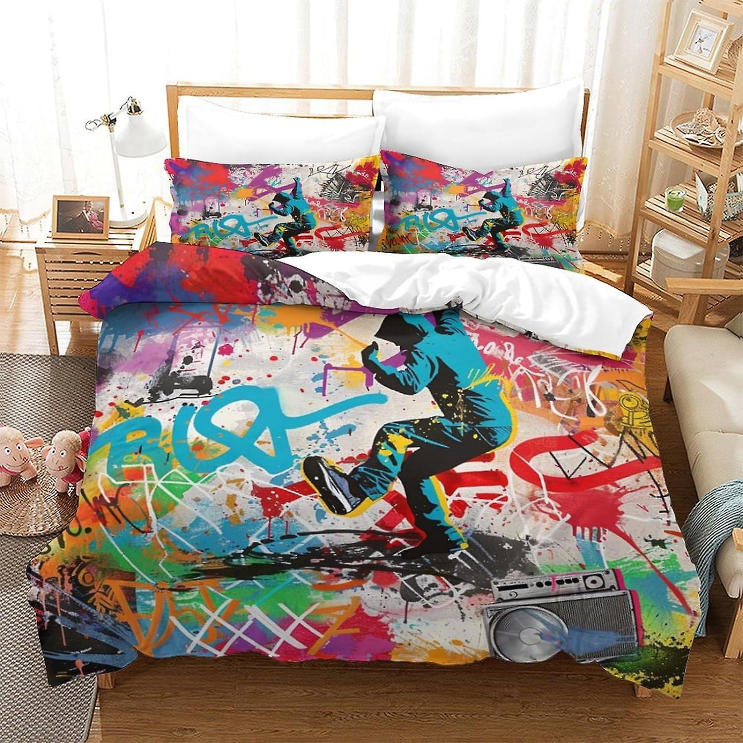 Graffiti Style Quilt Cover Duvet Cover for Boys Girls Comforter Covers ...