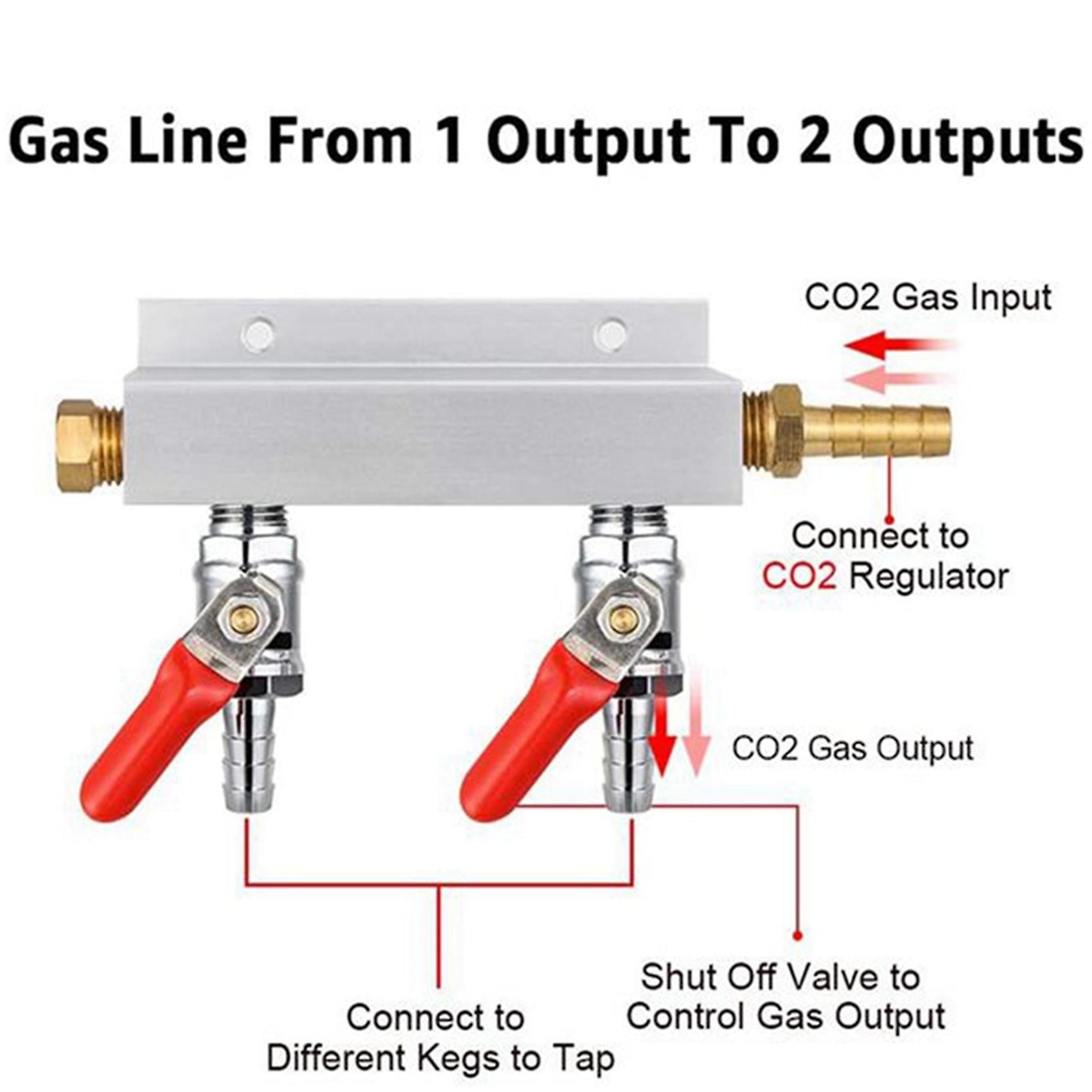 2-Way CO2 Air Distribution Manifold Splitter Draft Beer Barrel with ...