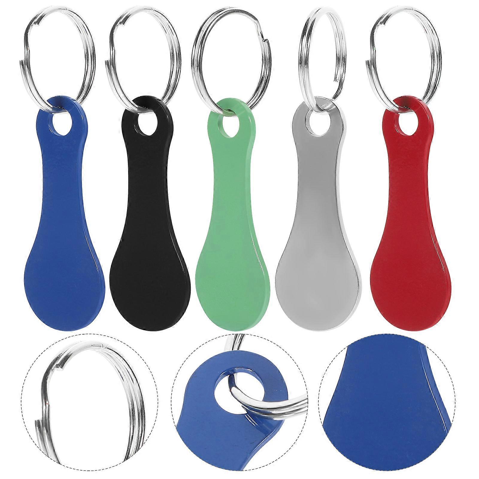 5Pcs Shopping Trolley Token Key Ring Colored Trolley Token Coin Keyring ...