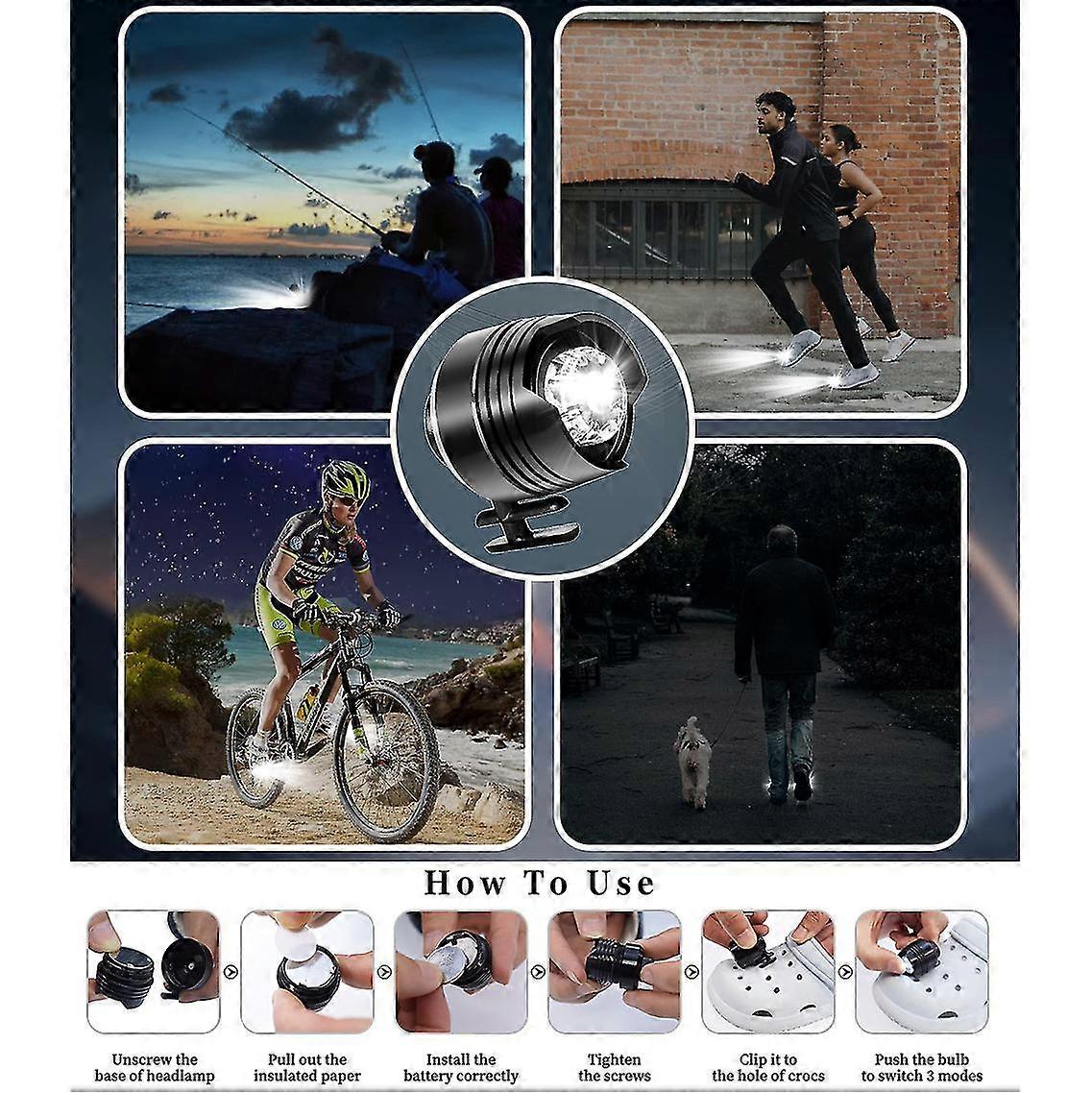 2 Pack Headlights For Croc, Croc Lights For Shoes, Waterproof Crocs ...