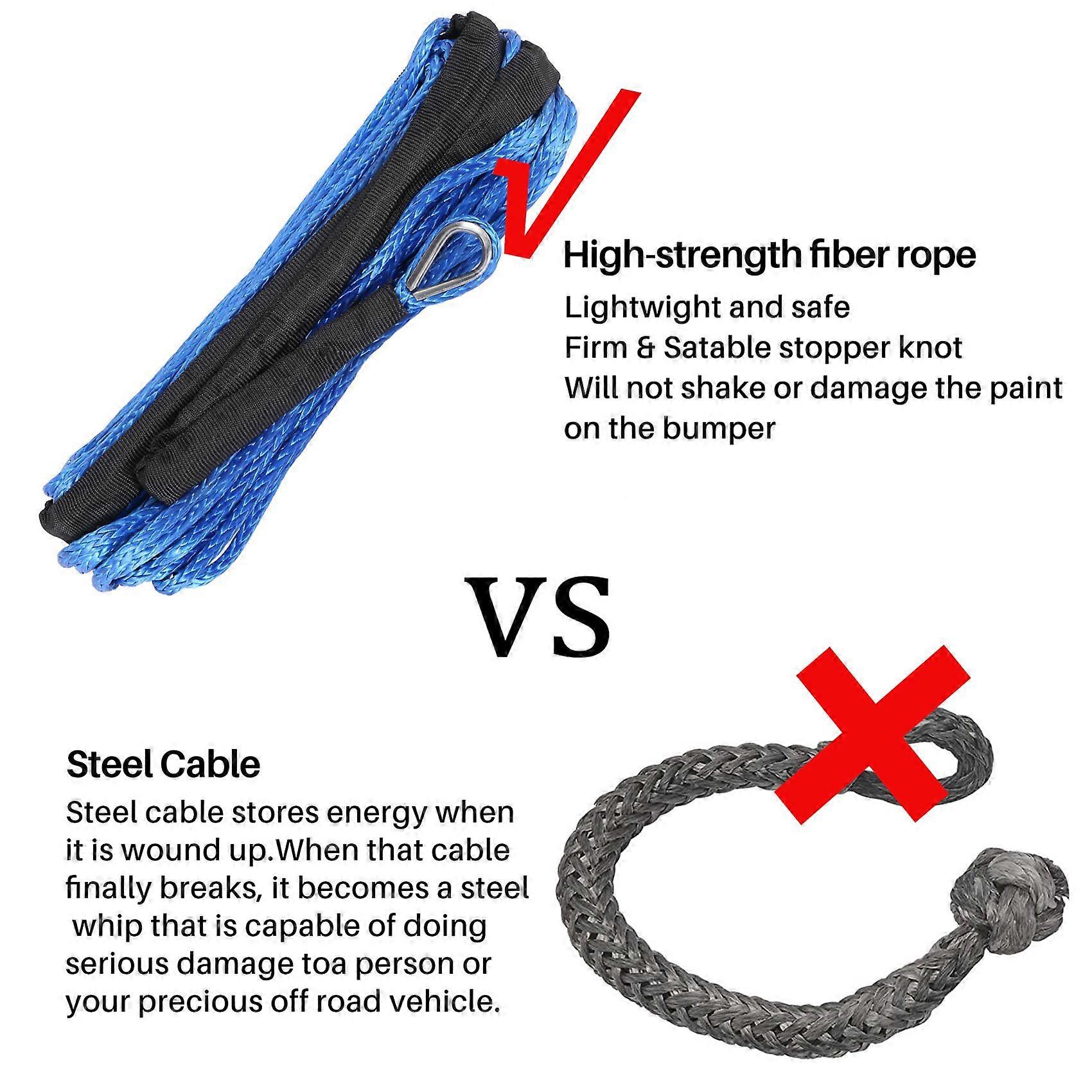 7700Lbs Electric Winch Rope Nylon Rope High Strength Fiber Rope 6mmx15M ...