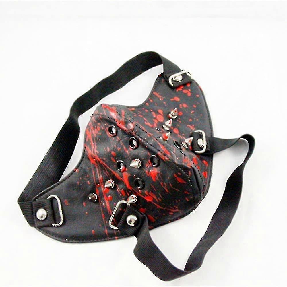 Steampunk Leather Mask Biker Men Half Face Mask Airsoft Wind Cool Punk ...