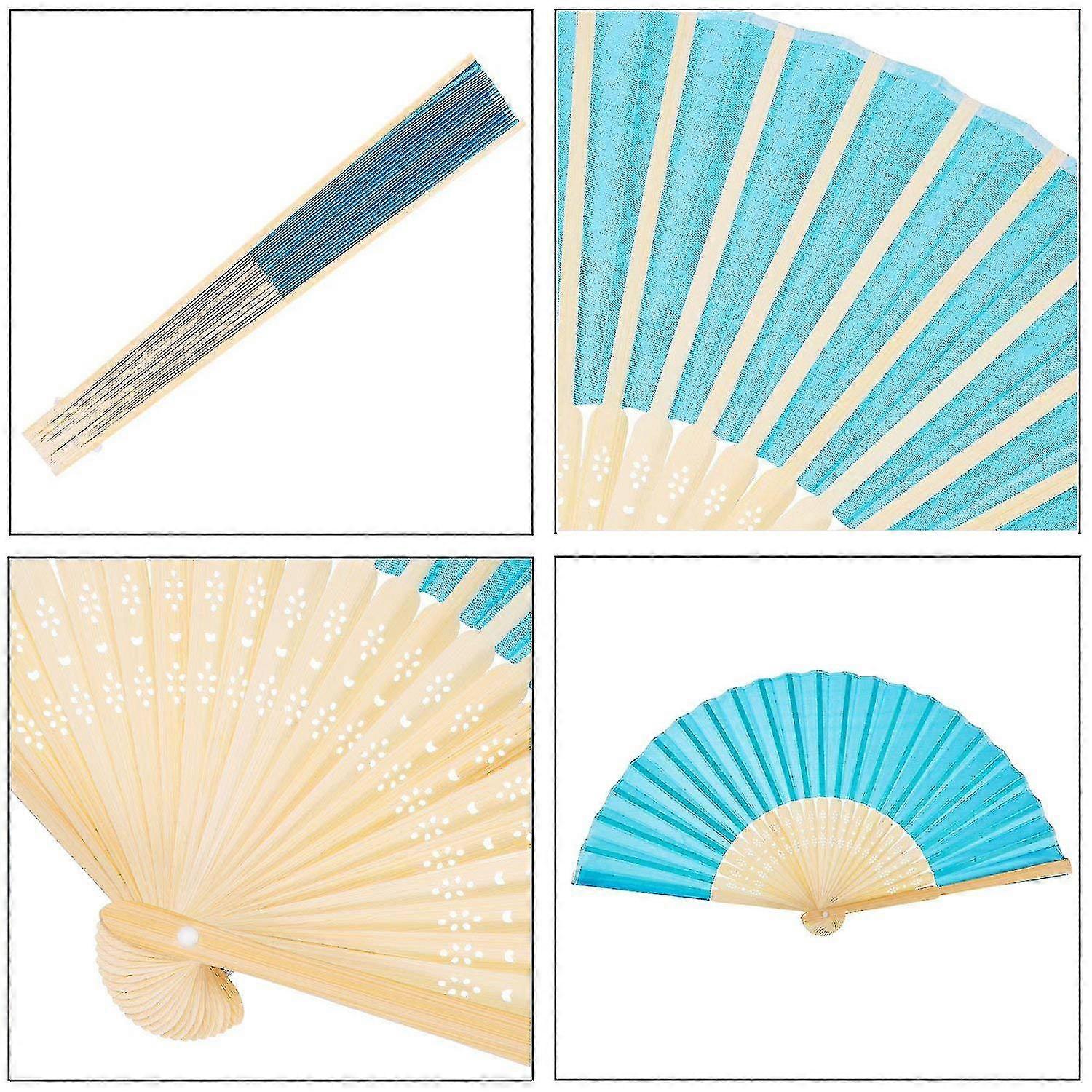 12 Pack Hand Held Fans Silk Bamboo Folding Fans Handheld Folded Fan For ...