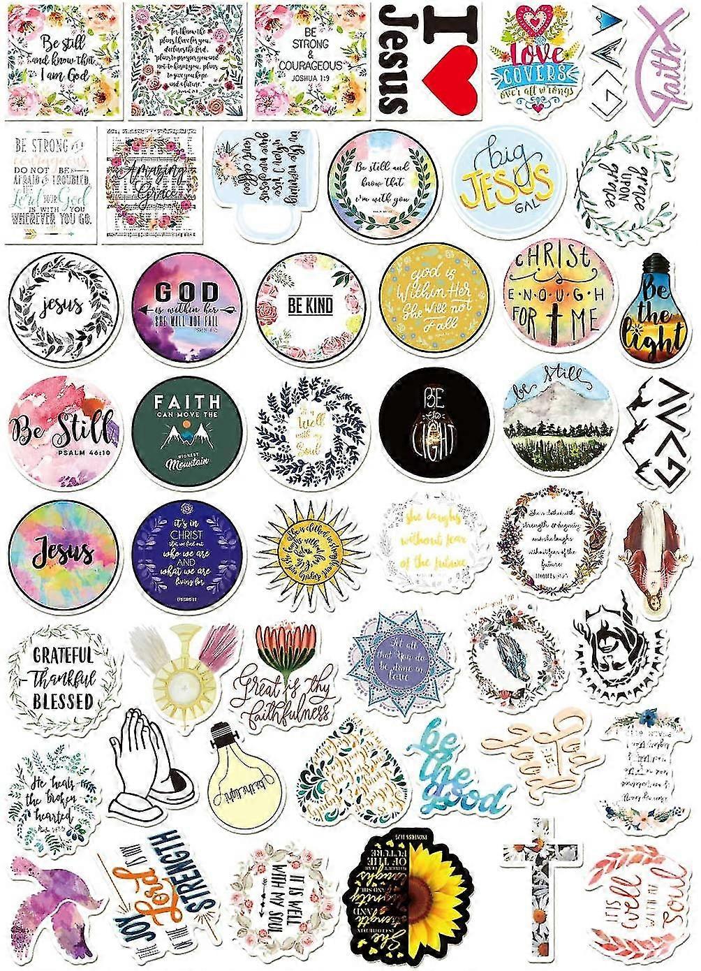 Christian Stickers Pack, Inspirational Jesus Faith Stickers With Bible ...
