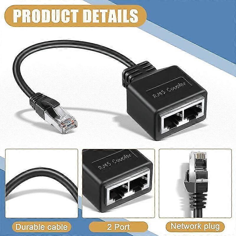 RJ45 Ethernet Cable 2 Pcs Network Adapter Ethernet Splitter Adapter ...