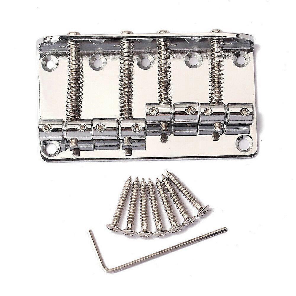 Metal 4 String Bridge For Fender Precision Jazz Bass Guitar Chrome 201B ...