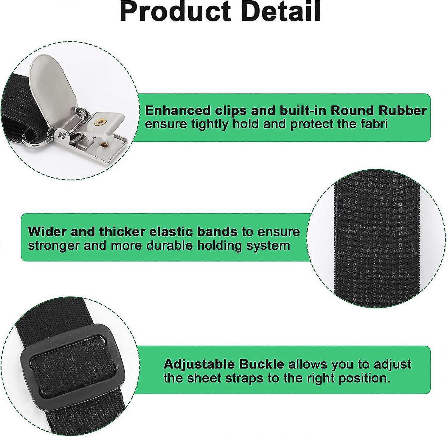 Bed Sheet Holder Straps, Corner Sheet Clips, Elastic Adjustable Sheet ...