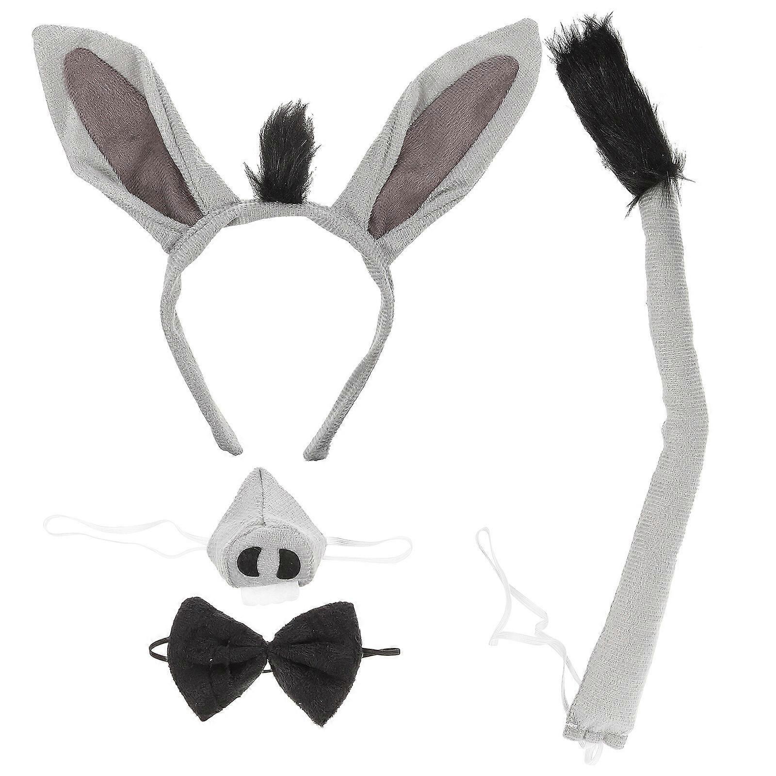 1 Set of Donkey Costume Props Donkey Ear Headband Tail Bowtie and Nose ...