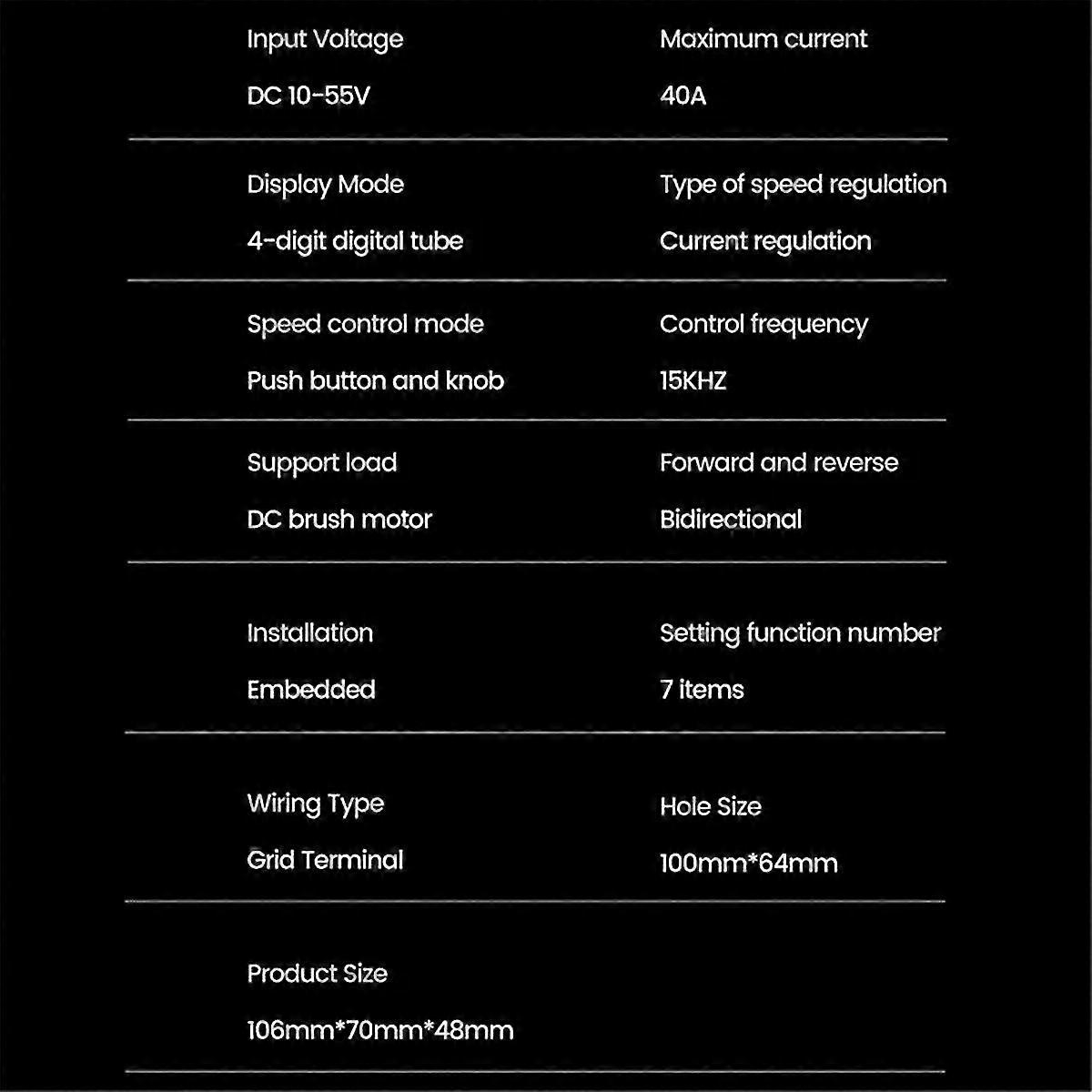 Dc10-55v 40a Motor Speed Controller Digital Display Speed Adjustable Pwm Forward To Reverse ...