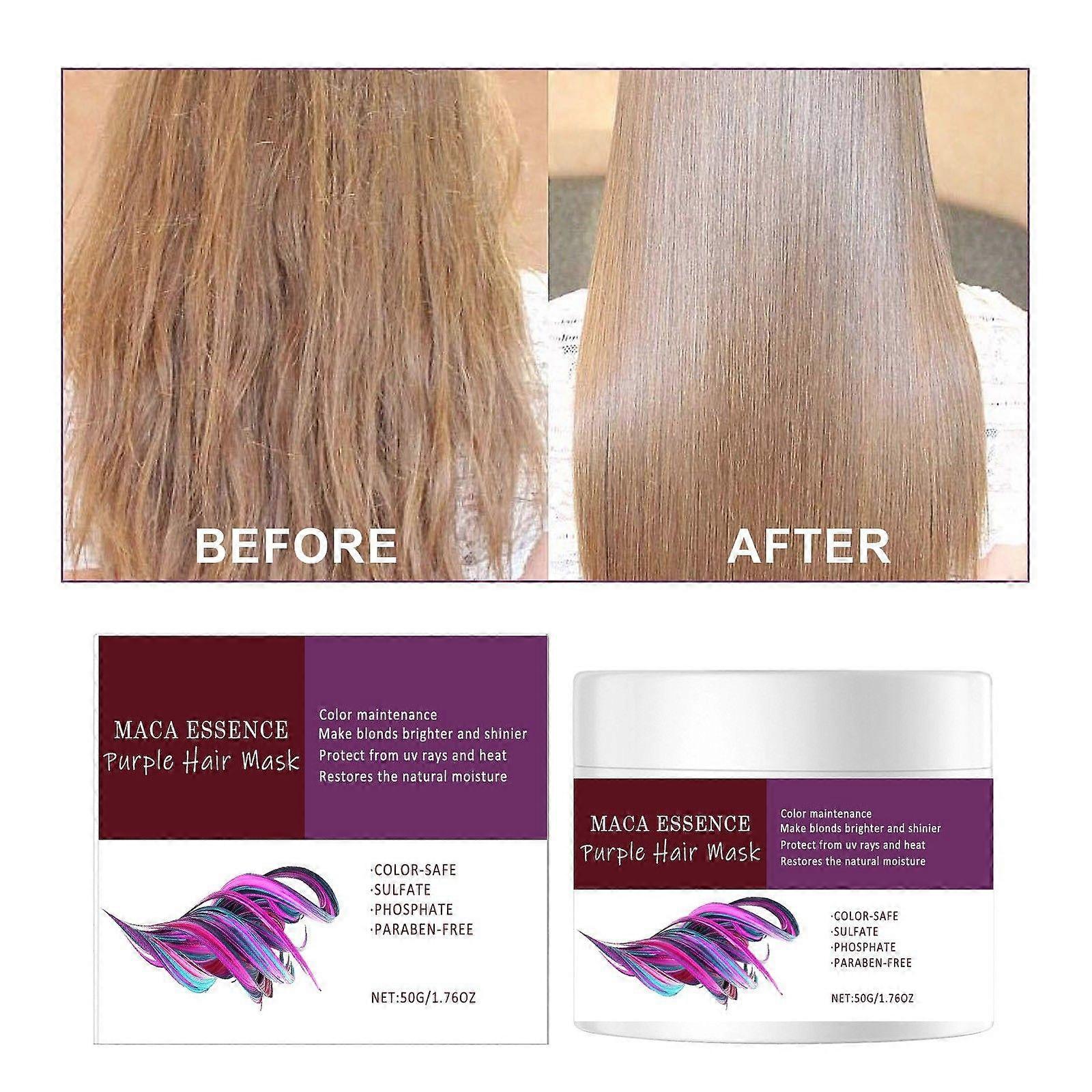 Purple Hair Mask, Maca Deep Repair Collagen Hair Mask for Dry and ...