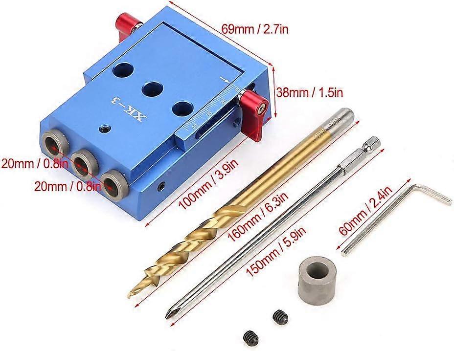 Pocket Hole Jig, Pocket Hole Drill Kit 100x69x38mm Oblique Drill Guide ...