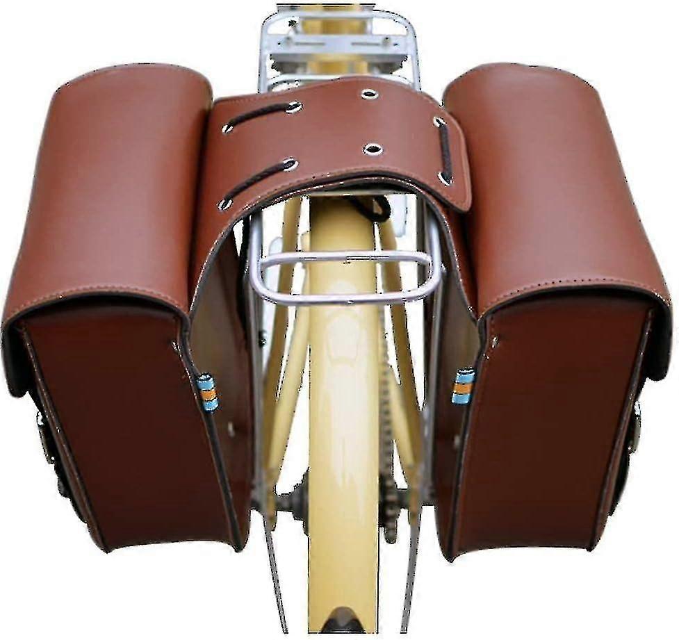 Bike Pannier Bags Retro Leather Bicycle Rear Rack Bag | Fruugo UK