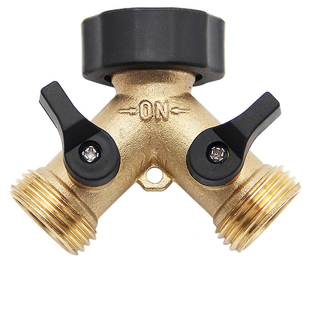 3/4 Inch 2 Way Brass Hose Faucet Manifold Garden Tap Splitter Water ...