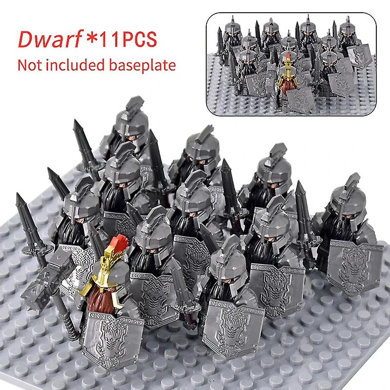 Moc medieval dwarf warrior elves knights lotr figures building blocks ...