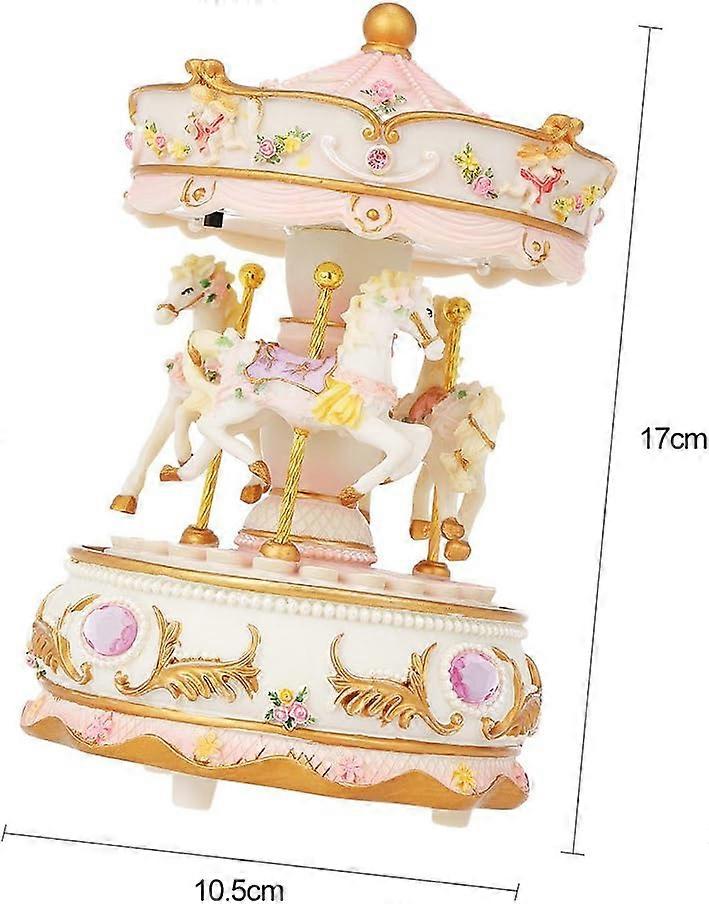 Mechanical Music Box Mini LED Carousel Colourful Carousel Musical Box ...