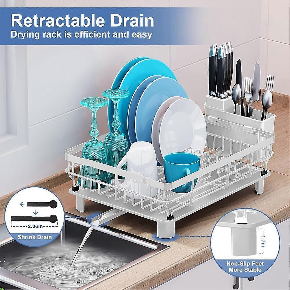 Dish Drainer Compact Dish Rack for Kitchen Countertops with Drain Plate ...