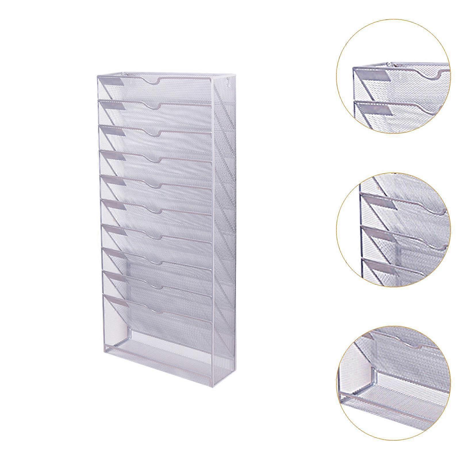 Hanging Wall File Holder 10 Tiers A4 Paper Storage Rack for Display ...