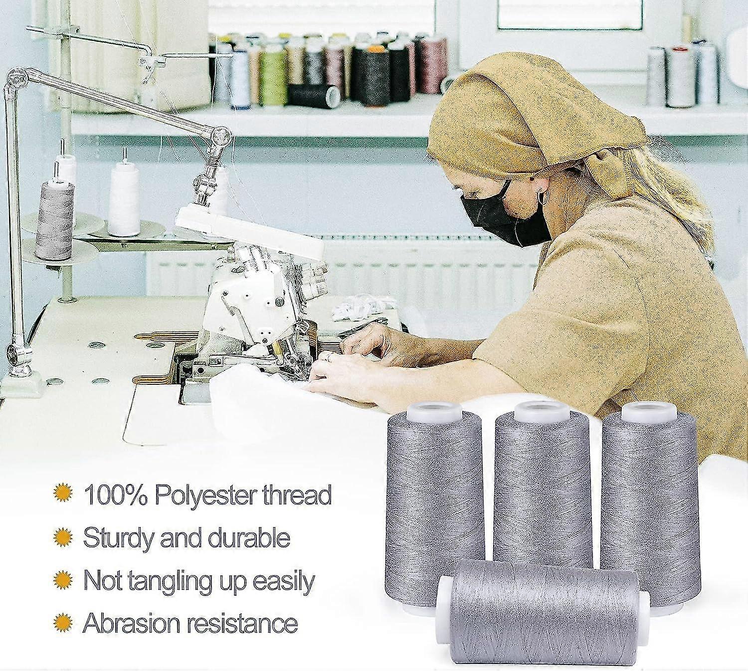 Serger Thread 100% Polyester Sewing Thread - 5 Spools 3000 Yards Each ...