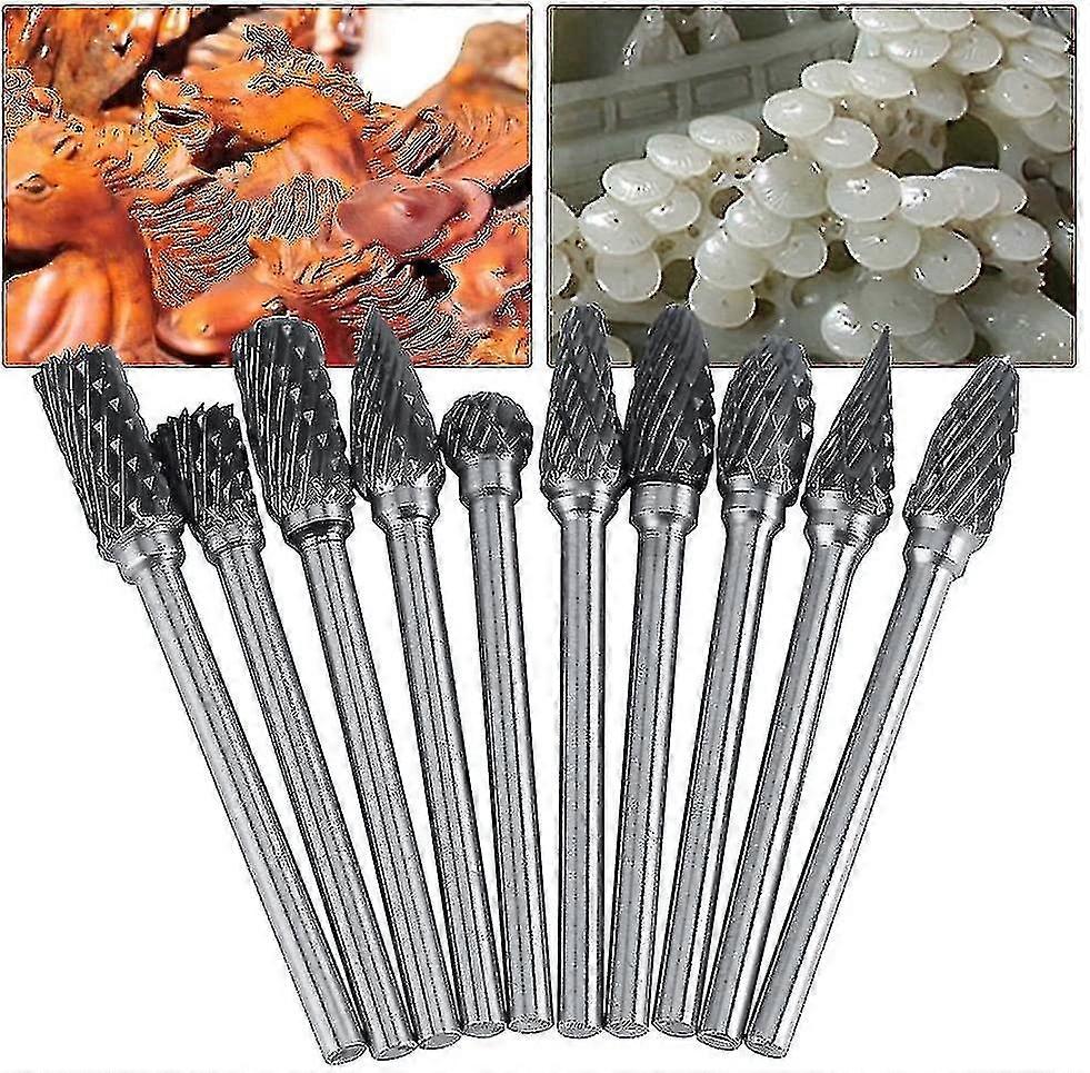 Carbide Cutter Set Rotary Files Tungsten Steel 10pcs Diameter Head ...