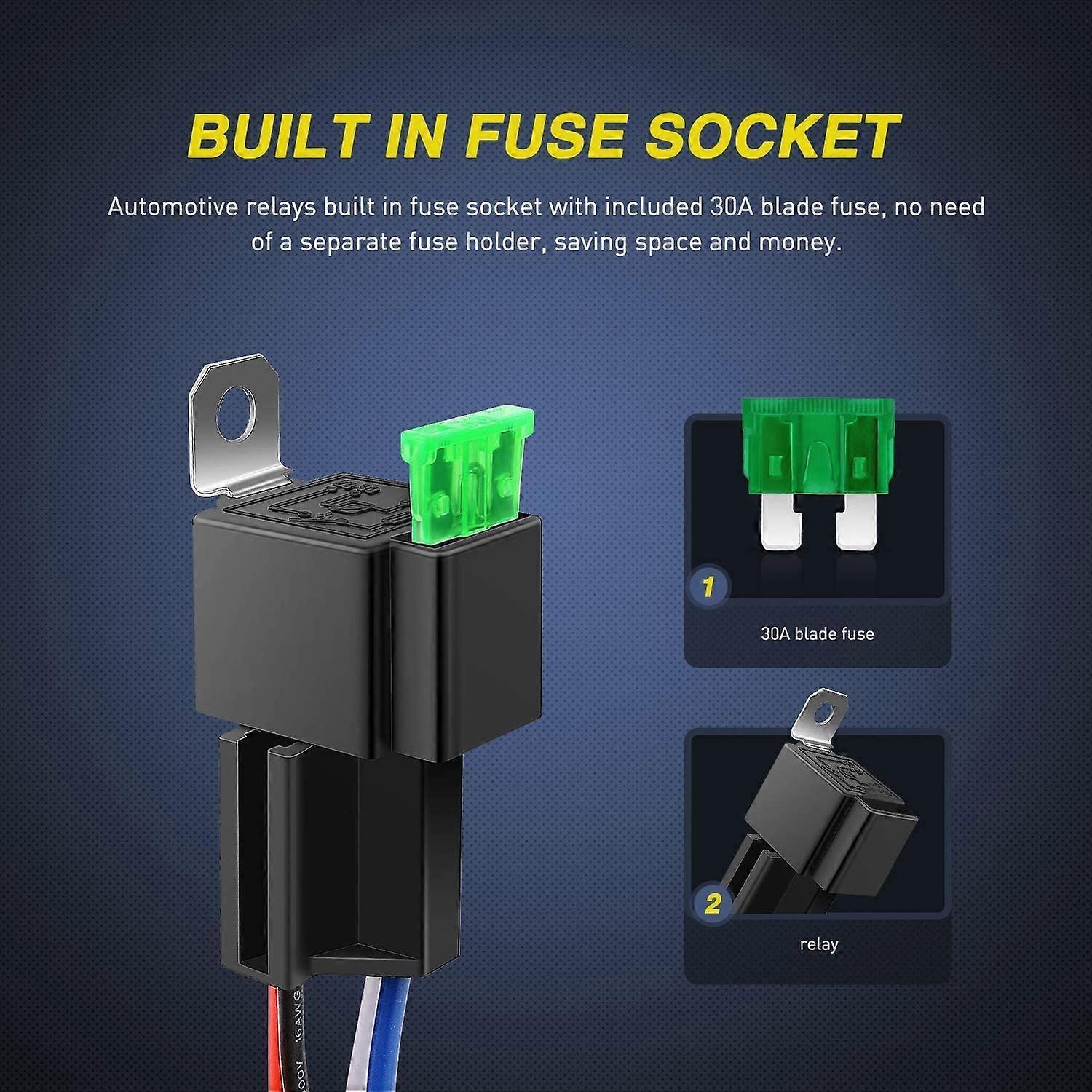 3 Pcs 12V Automotive Relay, 4 Pin SPST with 30A ATO/ATC Blade Fuses ...