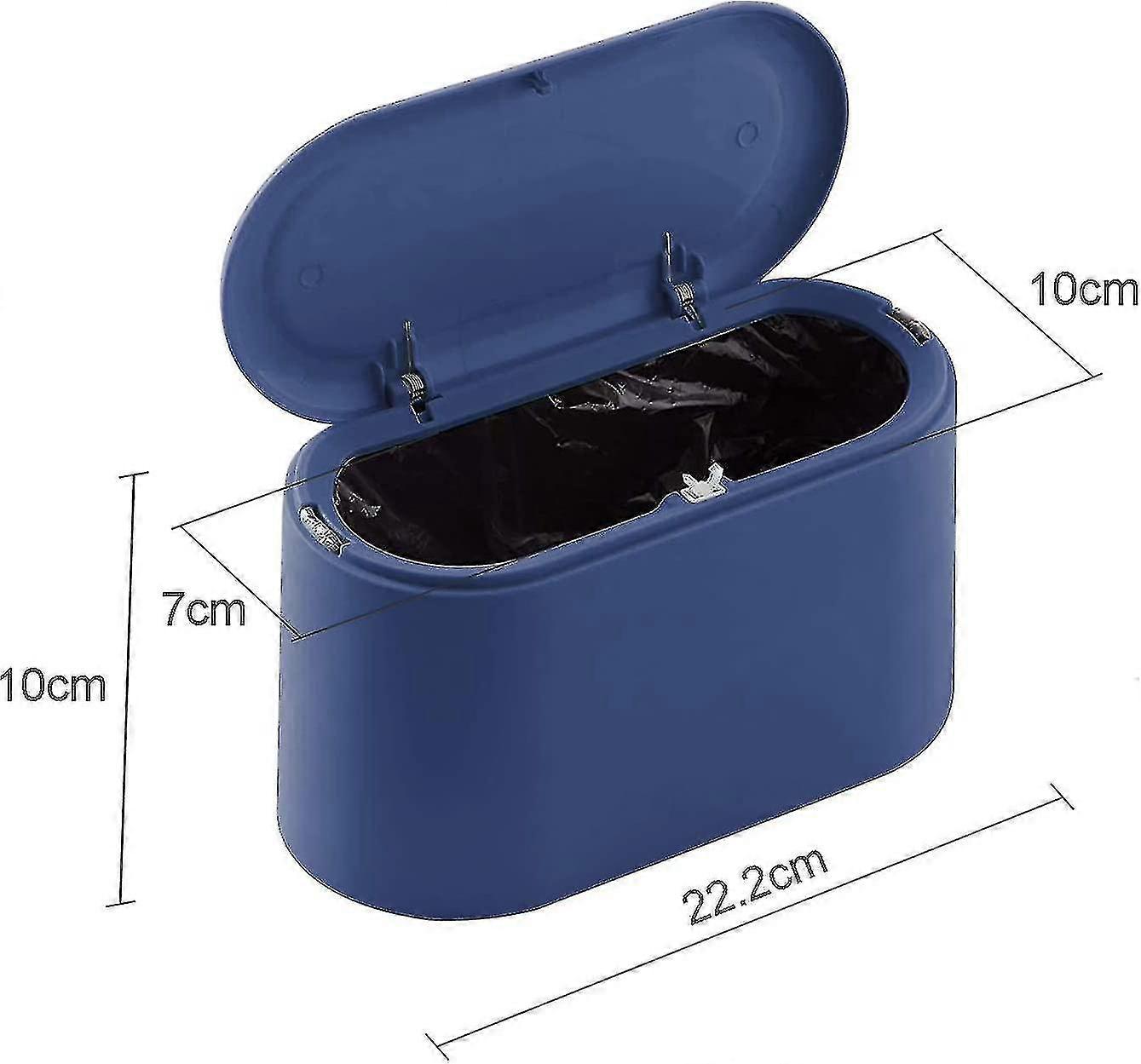 Small Tabletop Trash Can With Push Button Lid - For Office, Bathroom ...