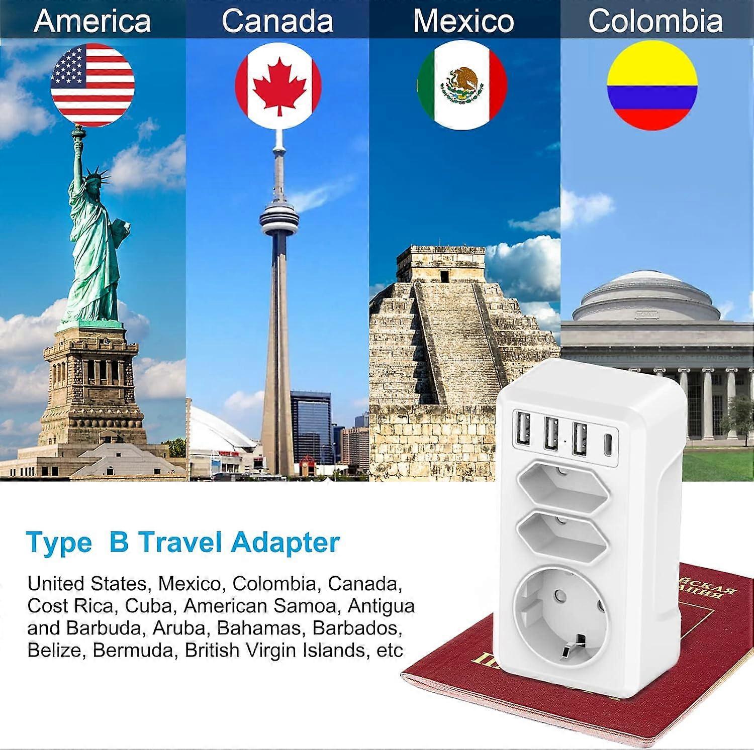 Adapter of US Canada outlet, Adapter of French vs US outlet 7 in 1 with ...