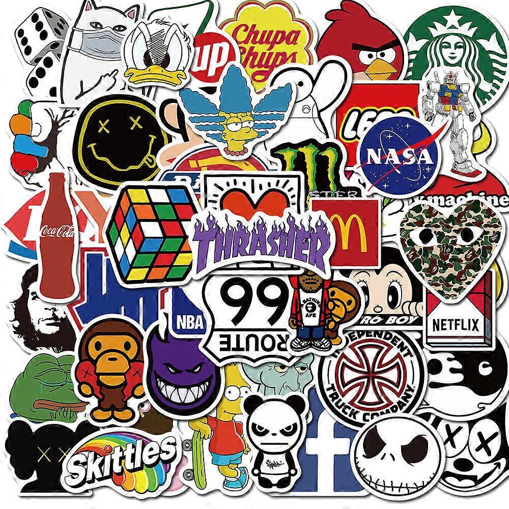 50Pcs Cool Stickers Pack,Trendy Brand Waterproof Stickers, Vinyl ...