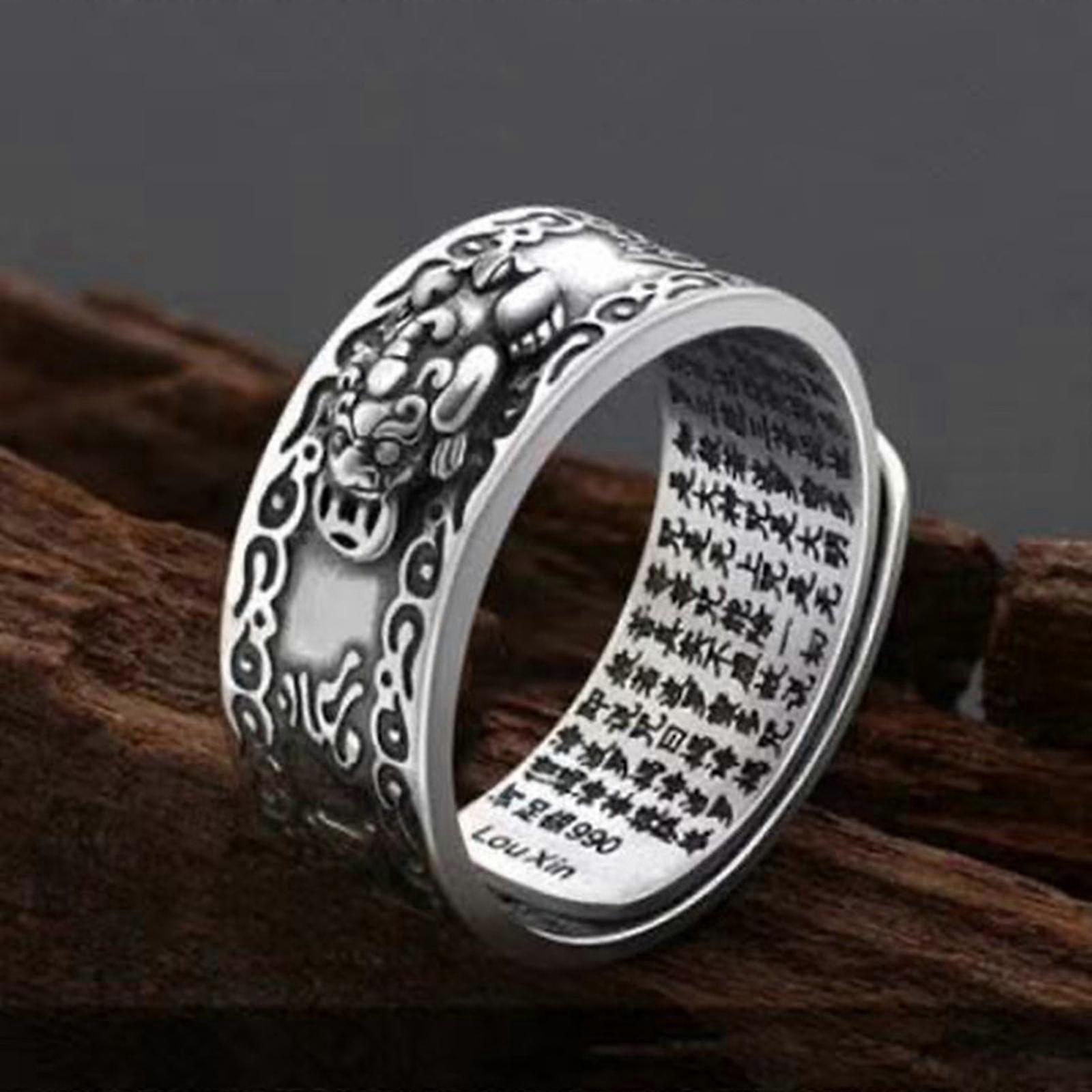Pure Silver Lucky Pixiu Ring Sterling Silver For Men | Fruugo UK