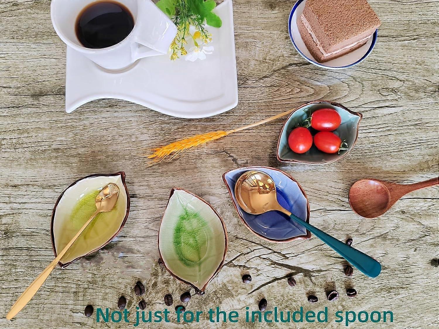 SBSG Coffee Spoon and Rest for Coffee Bar Accessories, Leaf Small Spoon ...