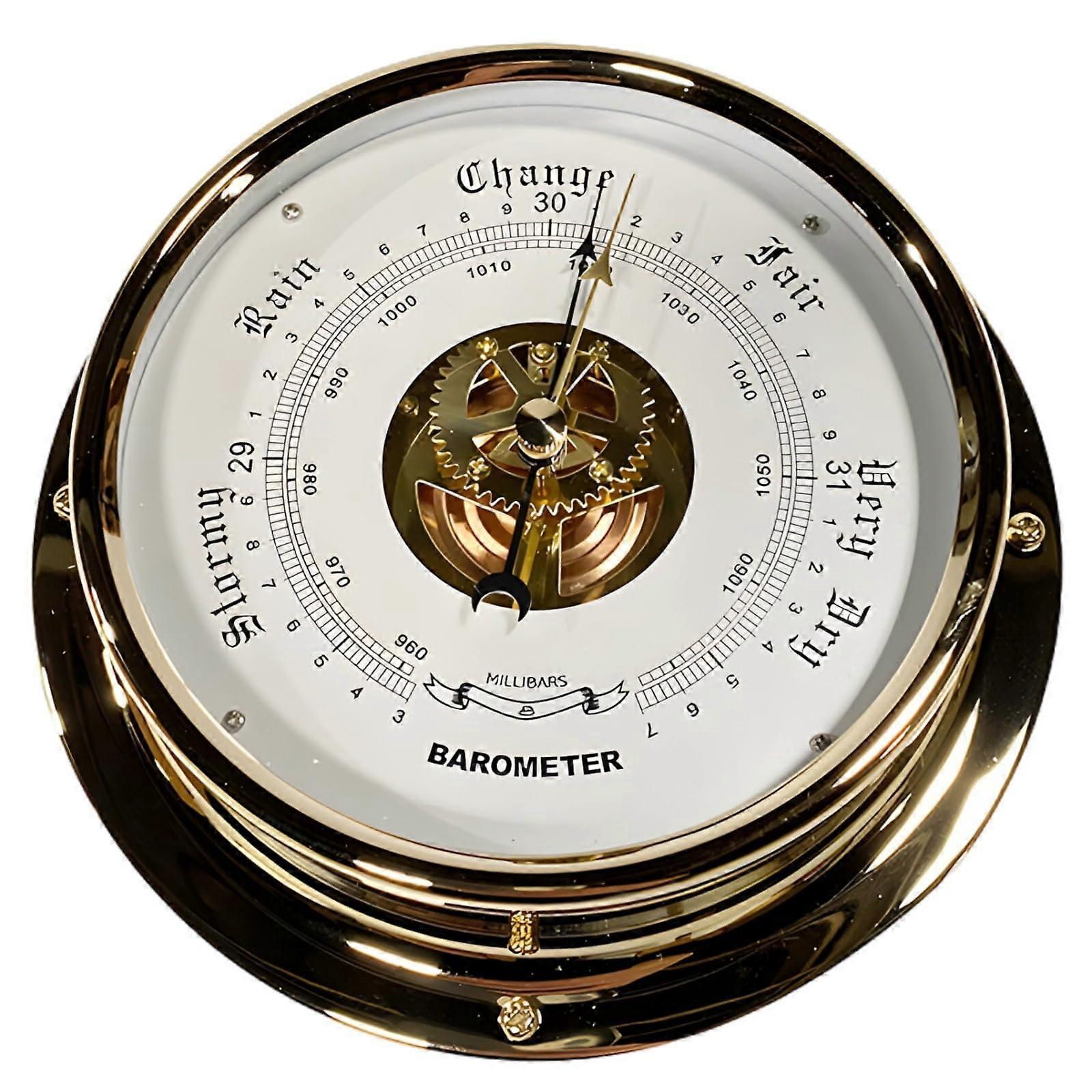 6 in Maritime Weather Barometer, Stainless Steel ClockStyle Fishing ...