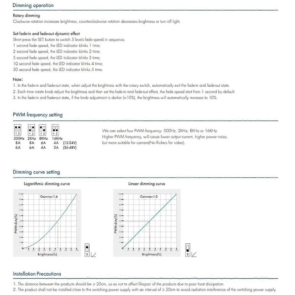12-48VDC Skydance Rotary LED Dimmer V1-KC 1CHx8A 5 Levels Light ...