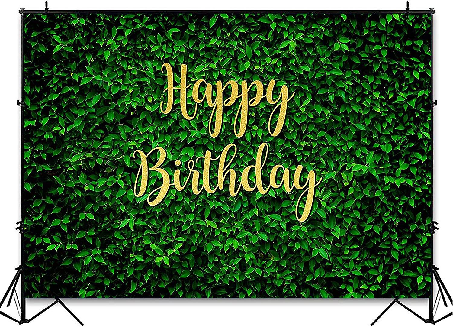 Green Leaves Happy Birthday Backdrop For Jungle Safari Party ...