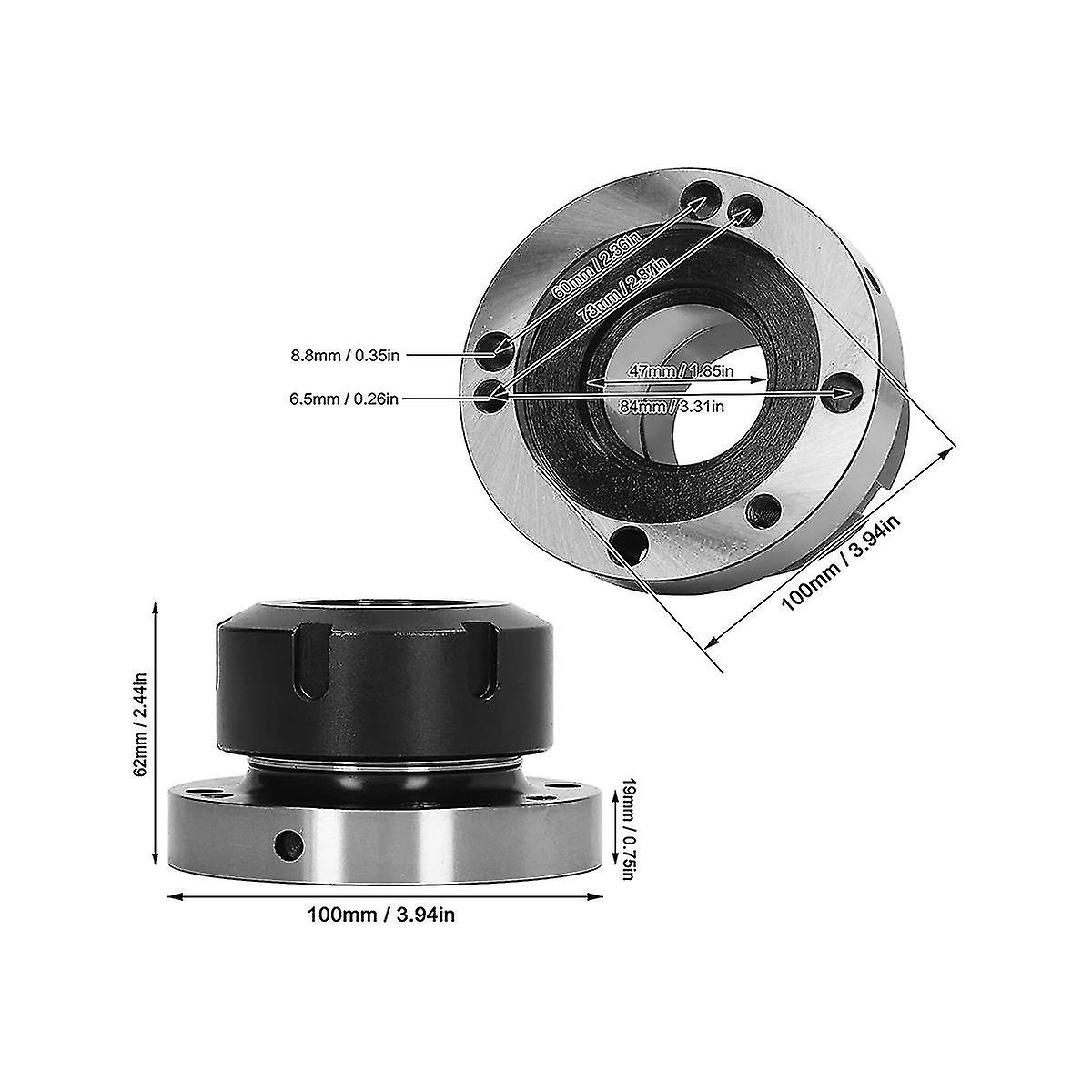 Lathe Collet Chuck, Carbon Steel 7 Holes Lock 0.005 Accuracy Er50 ...