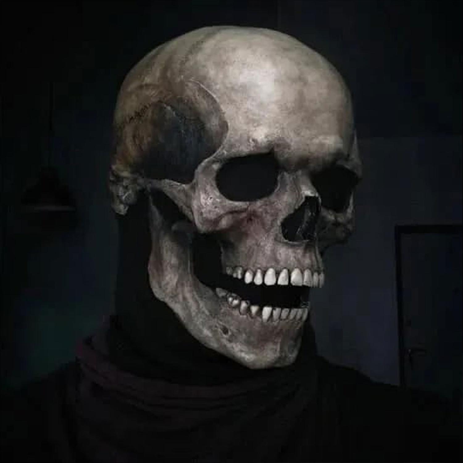 Skeleton Skull Mask Full Head Helmet with Movable Jaw for Halloween ...