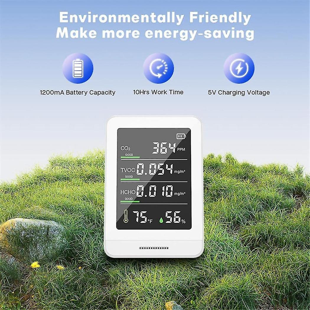 Air Quality Monitor Indoor-air Quality Tester Detects, Co2, Temperature ...