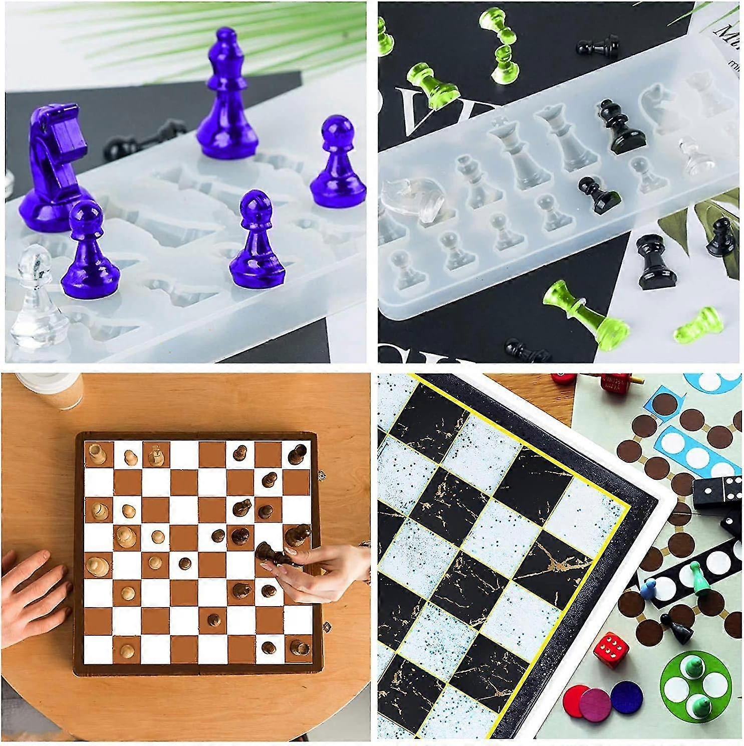 Chess Board Resin Mold Set, Silicone Chess Board and Chess Mold, DIY ...